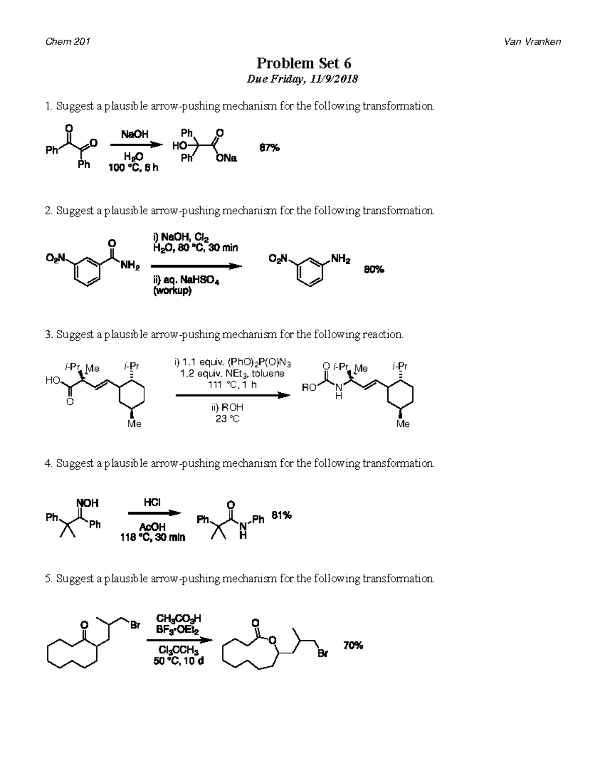 Probset 6 - Chem practice material and answer key - Problem Set 6 Due ...