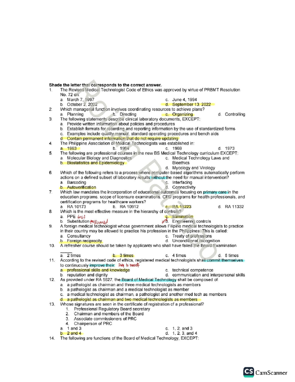 PE MTLE by Roderick Balce Student Copy1 - BS Medical Technology - Studocu