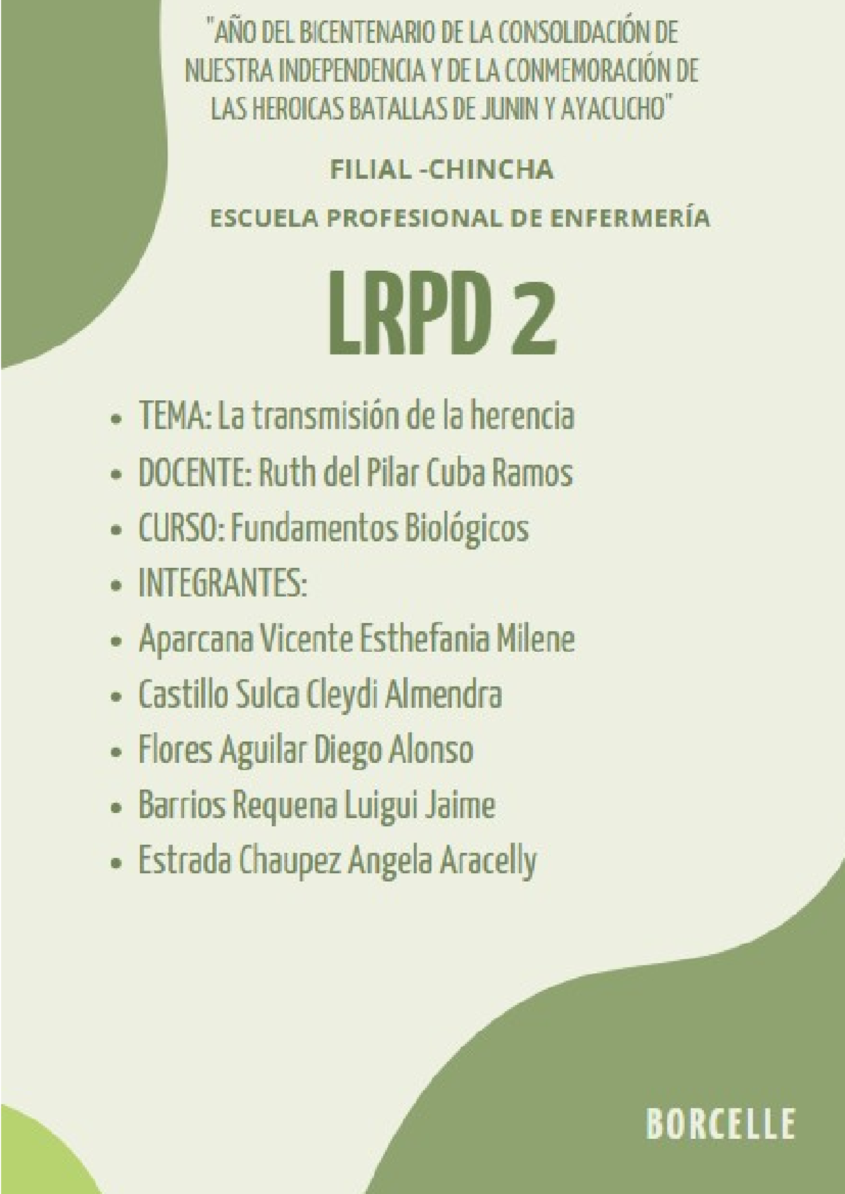 LRPD 2 Transmisión de la herencia - INTRODUCCIÓN: La transmisión de la herencia es el proceso ...