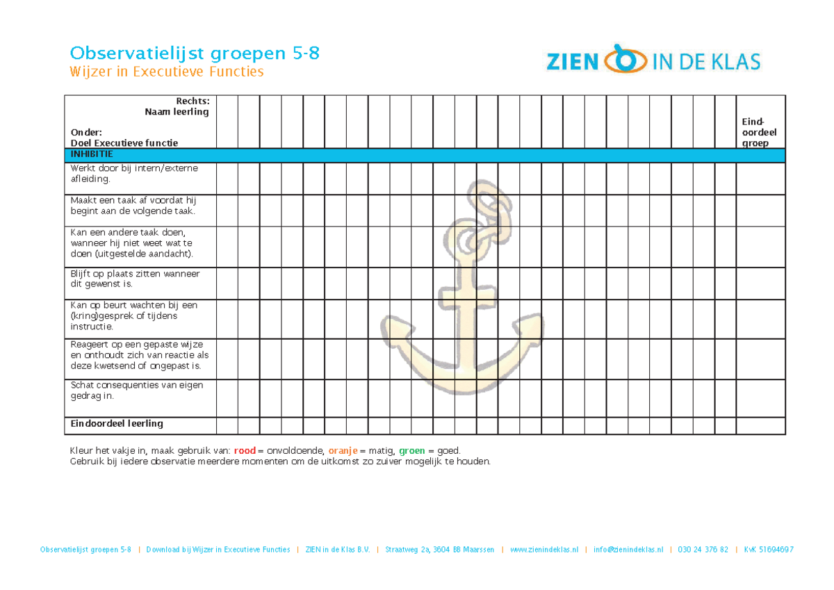 Observatieformulier executieve functies - Warning: TT: undefined ...