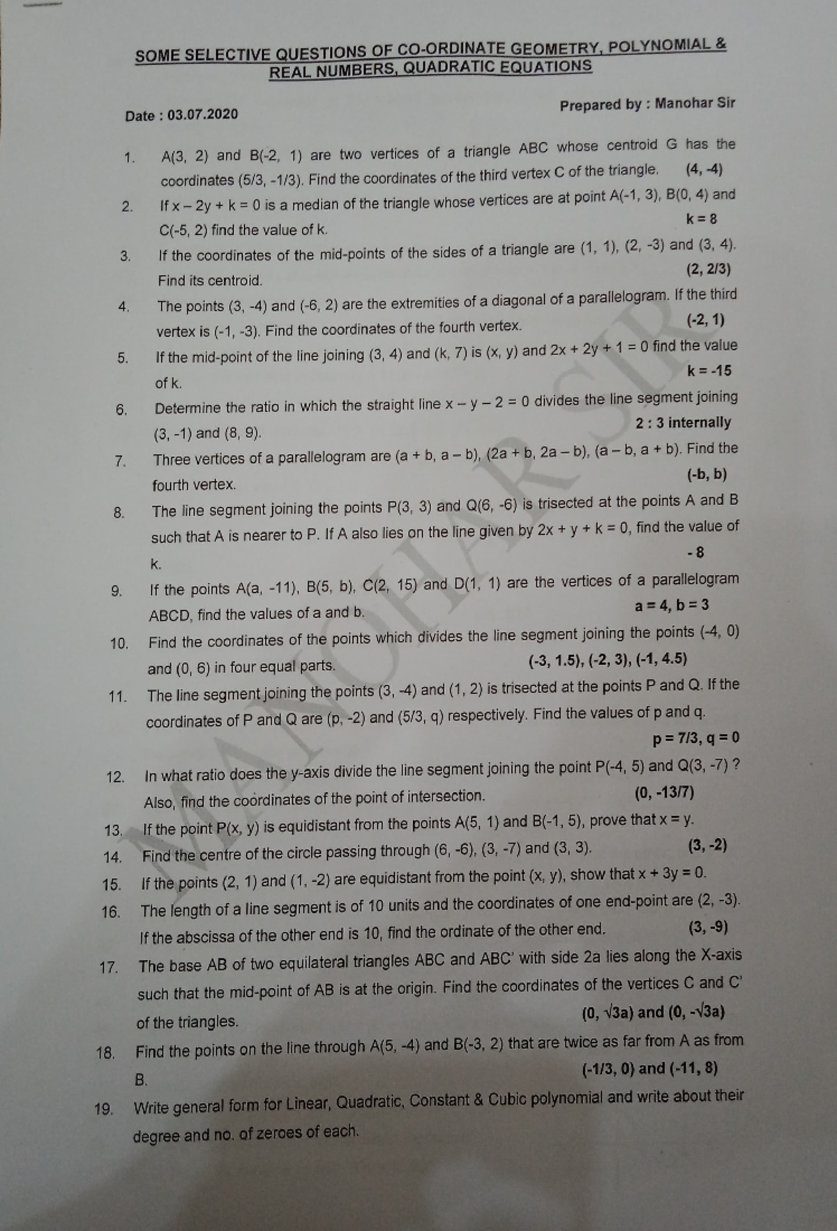Selective question of ch. 1,2,3,4 - SOME SELECTIVE QUESTIONS OF CO ...