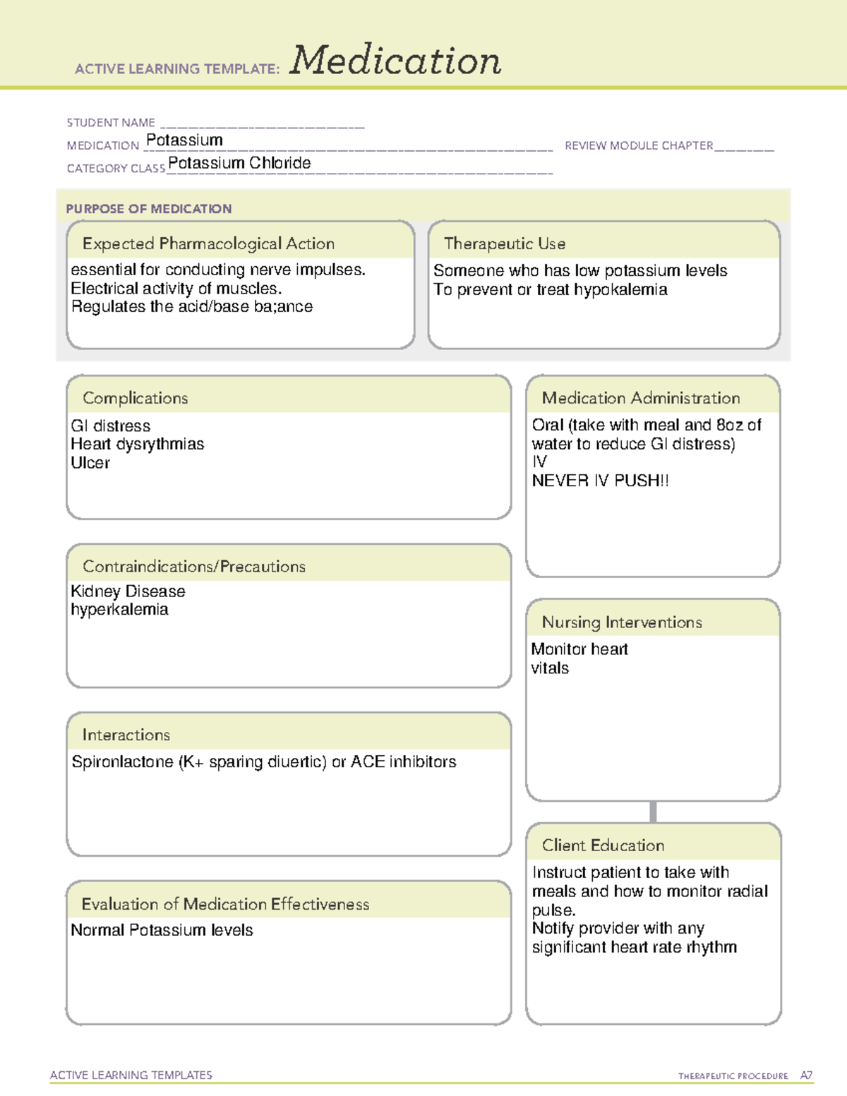 Med template Exam 1 - ACTIVE LEARNING TEMPLATES THERAPEUTIC PROCEDURE A ...