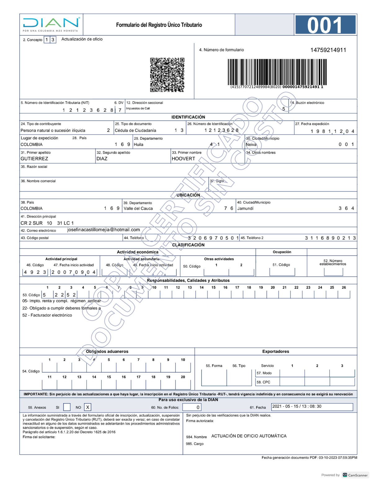 Rut Actualzado 2023-1 - skckmcmckcm - Legislacion comercial - Studocu
