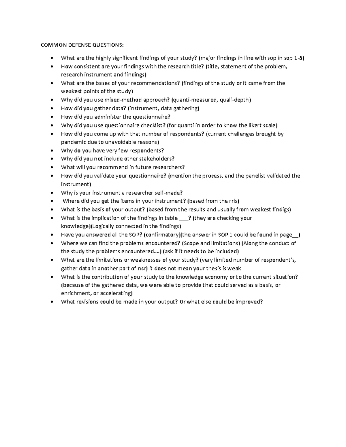 Common Defense Questions - COMMON DEFENSE QUESTIONS: What are the ...