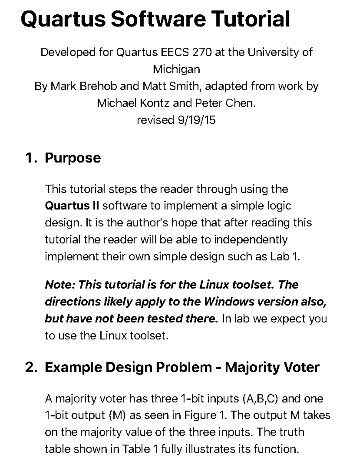 Quartus Software Tutorial - Quartus Software Tutorial Developed for ...