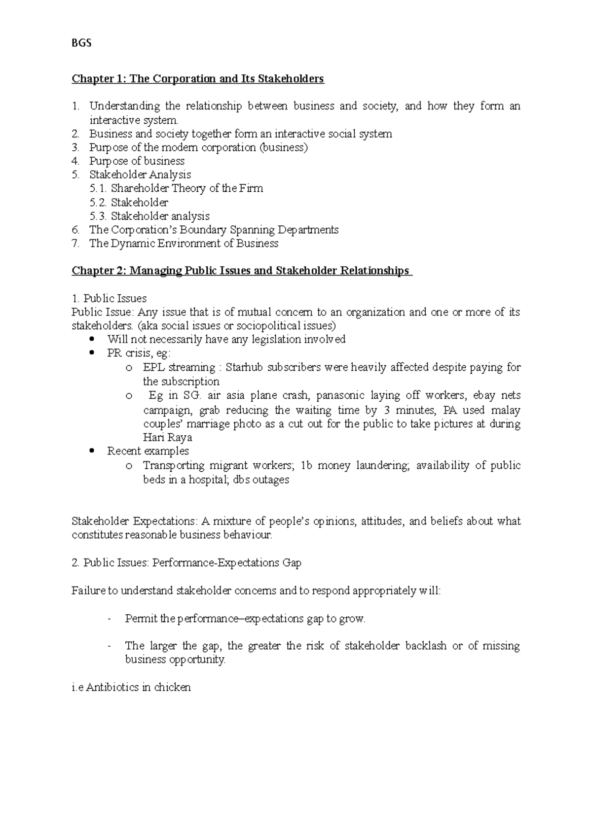 BGS Notes - tb and slides - Chapter 1: The Corporation and Its ...