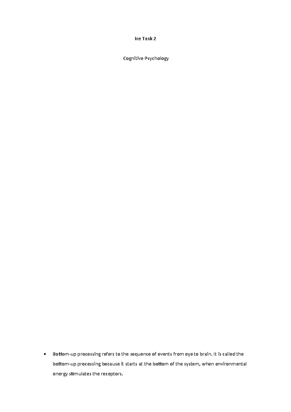 Ice Task 2 Cognitive Psychology - PSYC7311 - Ice Task 2 Cognitive ...