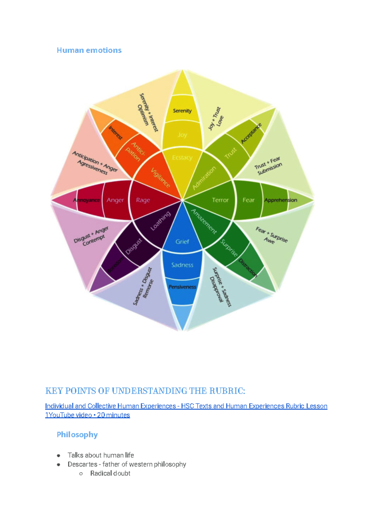 Paper 1 - human emotions - Human emotions KEY POINTS OF UNDERSTANDING ...