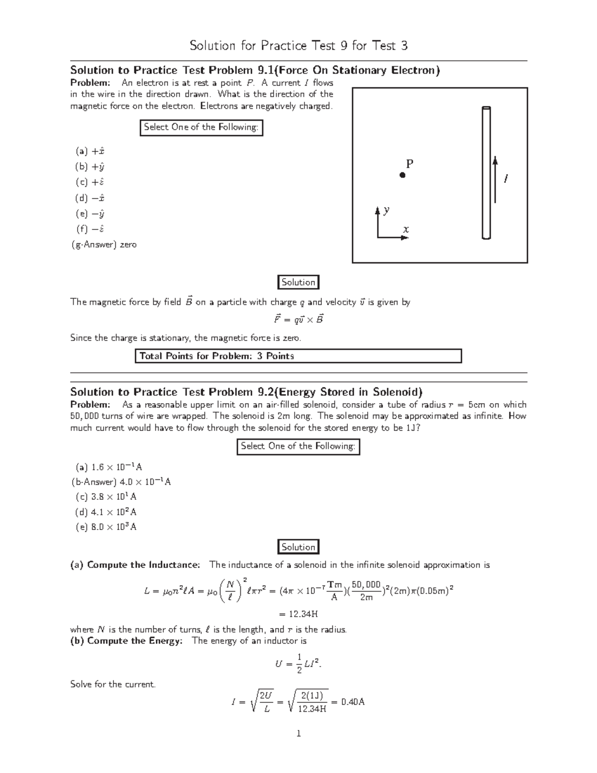 Practicetest-9-sln - Magnetic Force, EMF, Inductance, RC Circuits ...