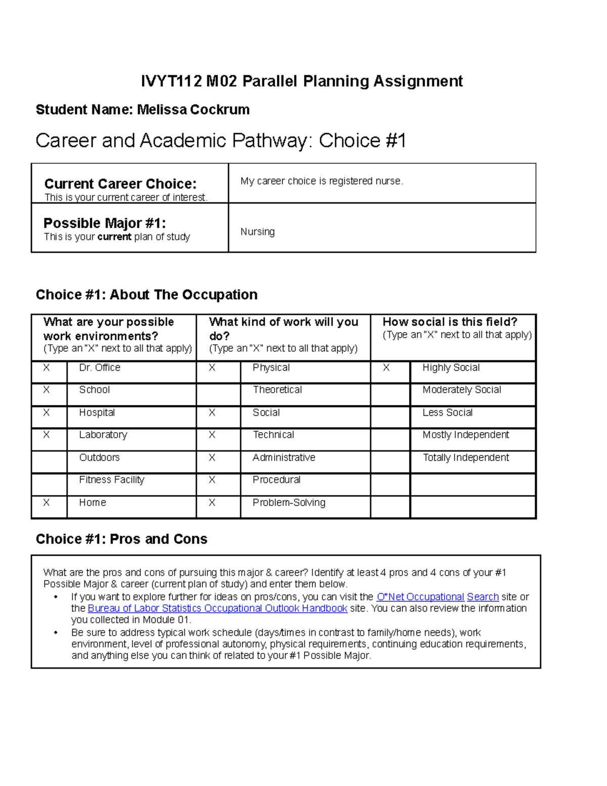 M02Assignment Parallel Planning - IVYT112 M02 Parallel Planning Assignment Student Name: Melissa ...