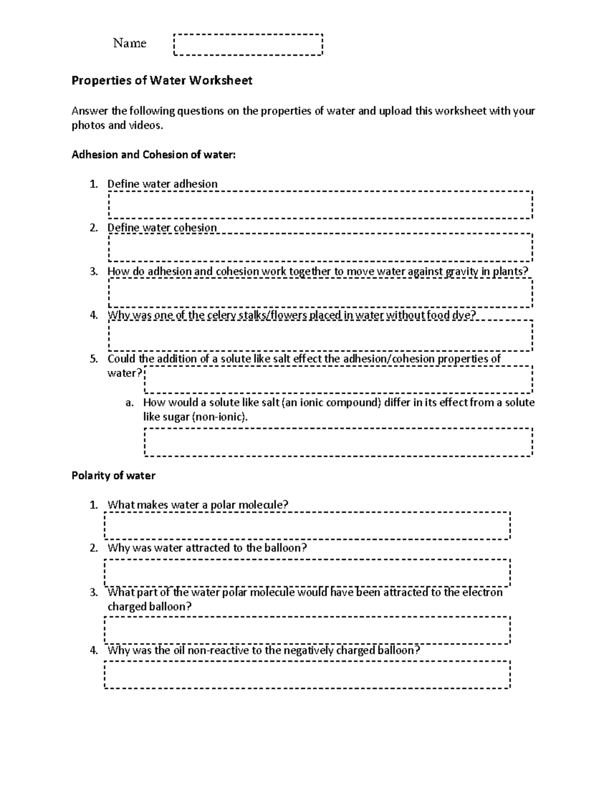 1Properties of water worksheet Module 4 - Properties of Water Worksheet ...