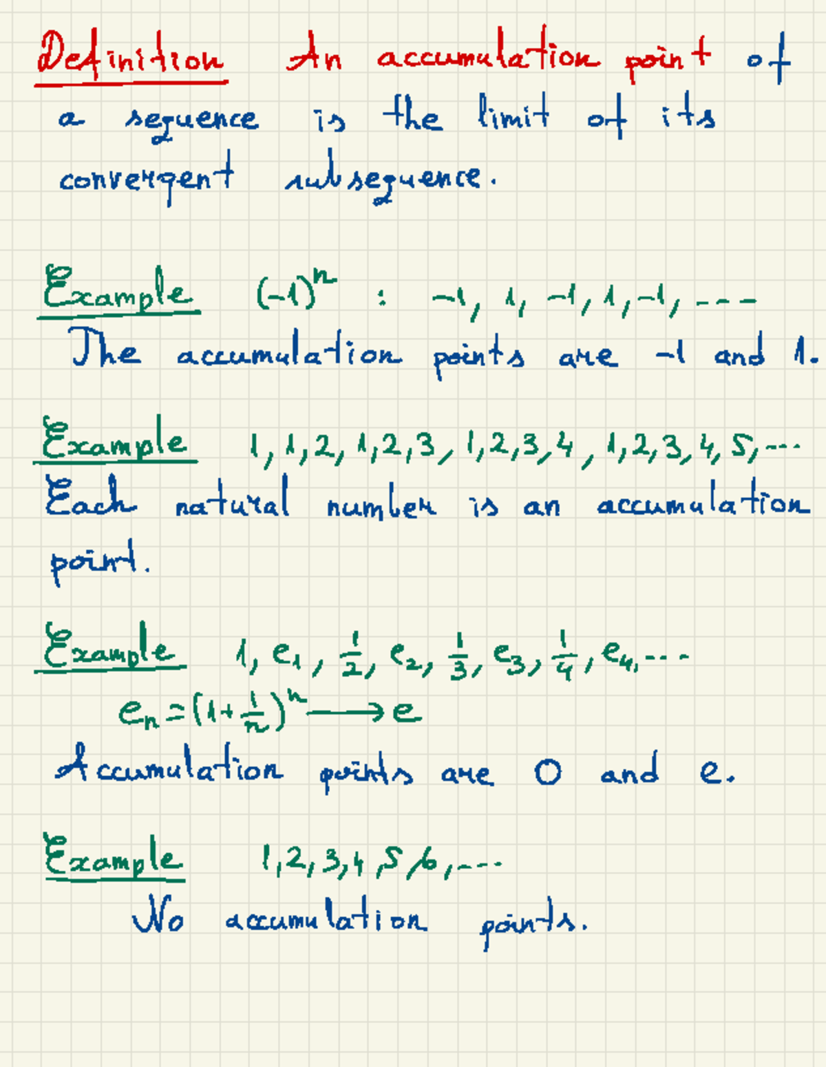 W03 N3 Accumulation Points - Definition An accumulation point of a sequence is the limit of its ...