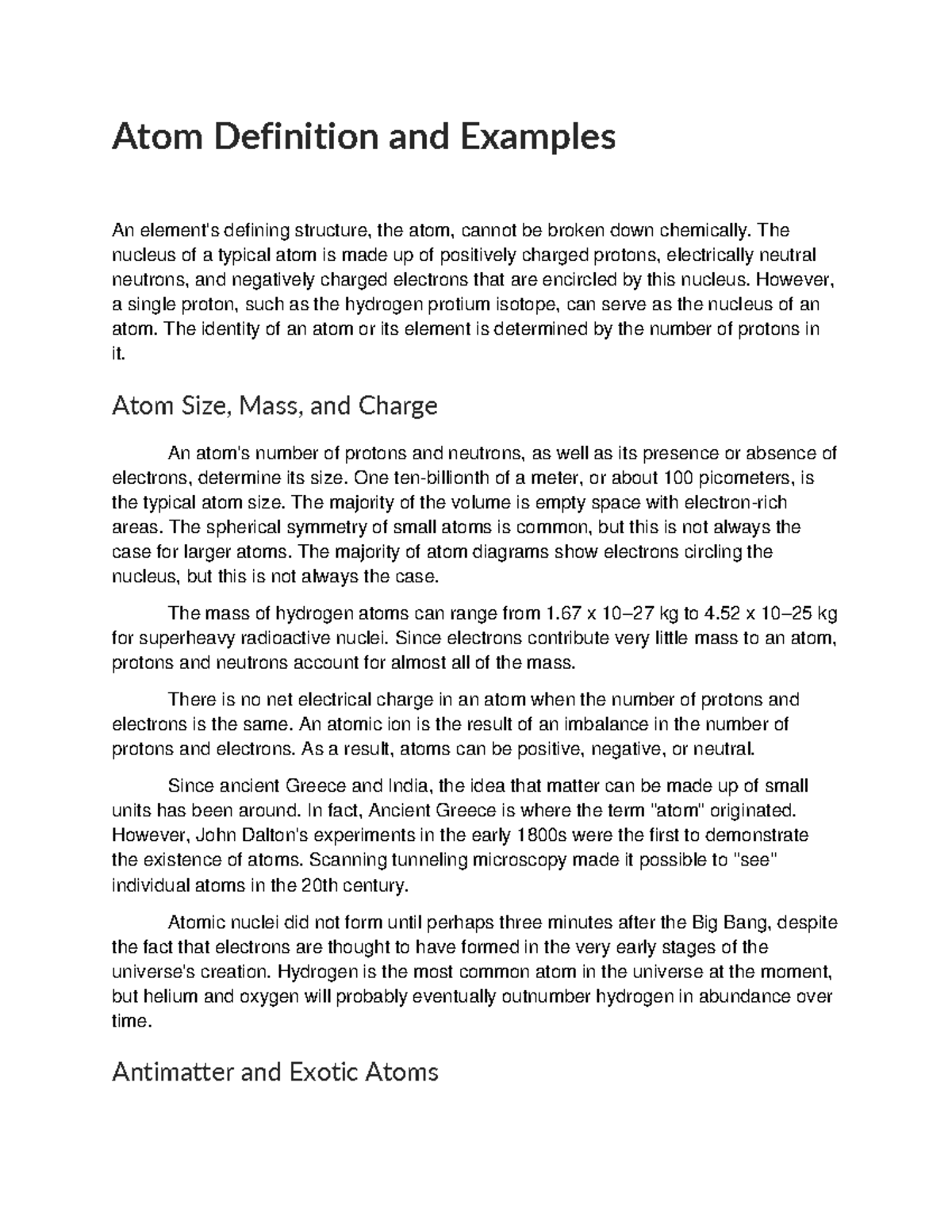 Atom Definition and Examples - Module - Chem 114 - Atom Definition and ...