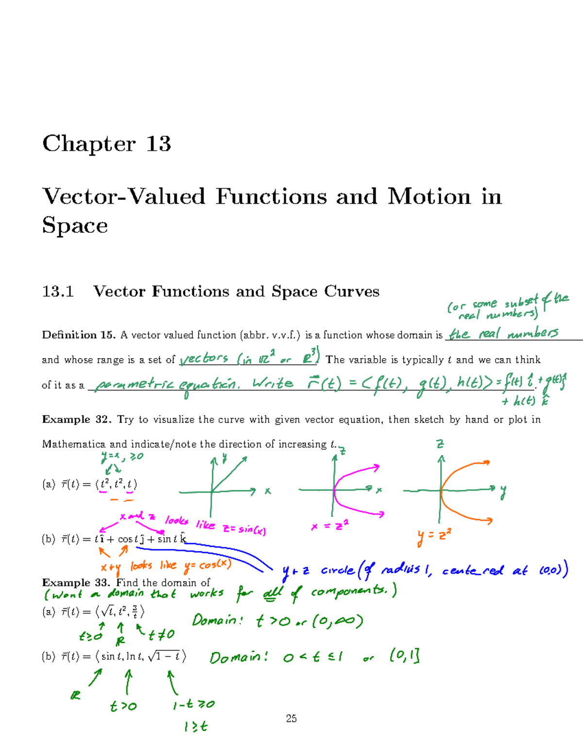 Vector Valued Functions And Motion In Space 3 Chapter 13 Vector Valued Functions And Motion