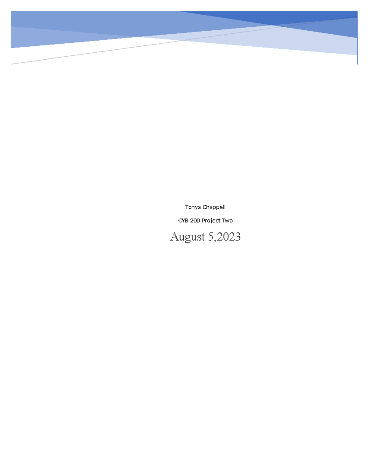 CYB 200 Project One Tonya Chappell - Tonya Chappell CYB 200 Project Two ...