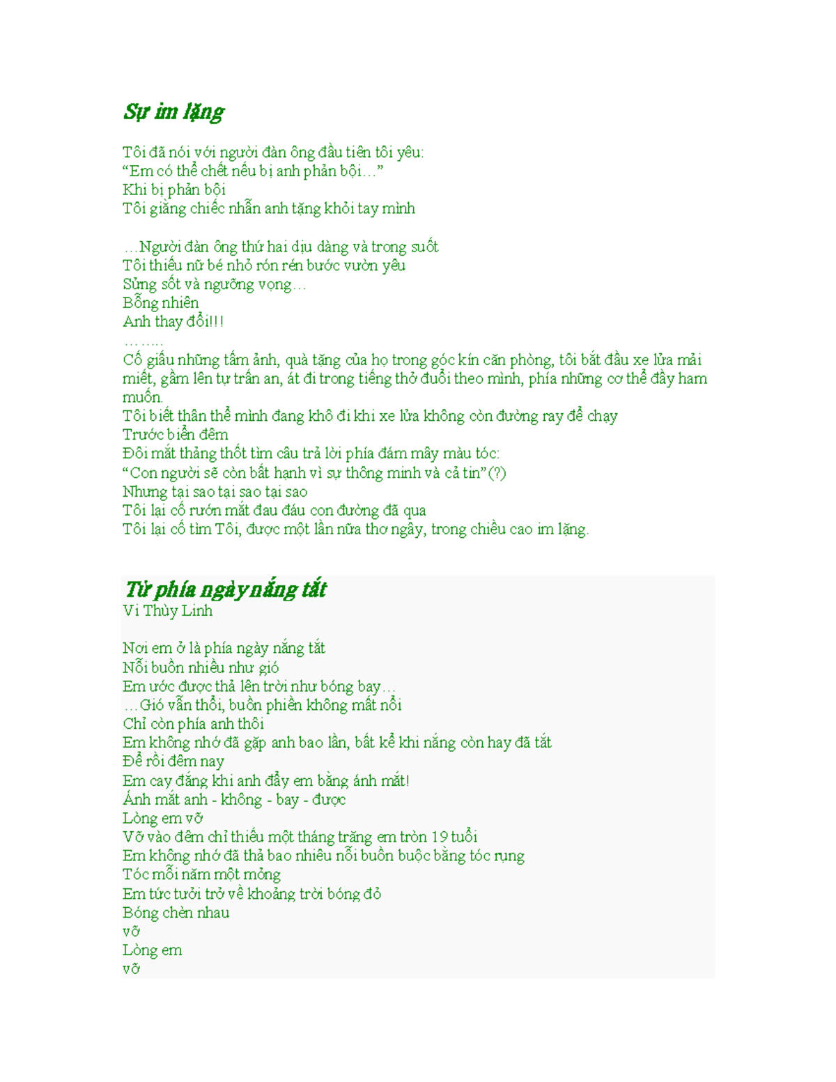 7081384 Tho Vi Thuy Linh - Sự im lặng Tôi đã nói với người đàn ông đầu ...