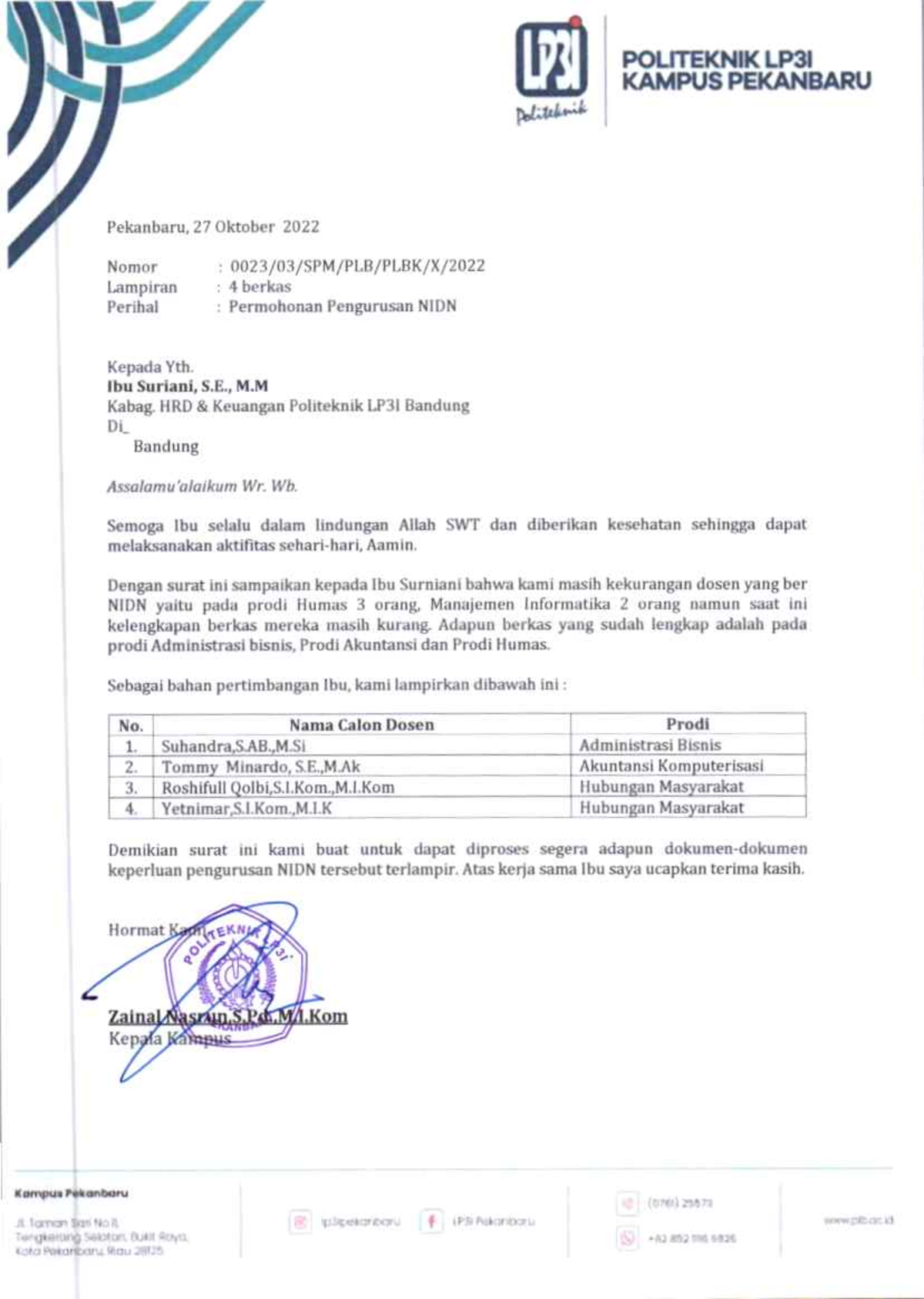 Permohonan Pengurusan NIDN - Applied Computer - Studocu