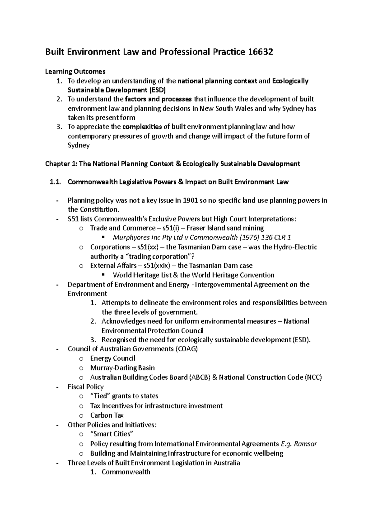 Built Environment Law and Professional Practice 16632 - To develop an ...
