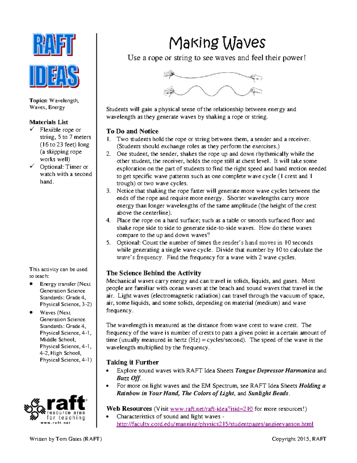 210-Making-Waves - Written by Tom Gates (RAFT) Copyright 2015, RAFT ...