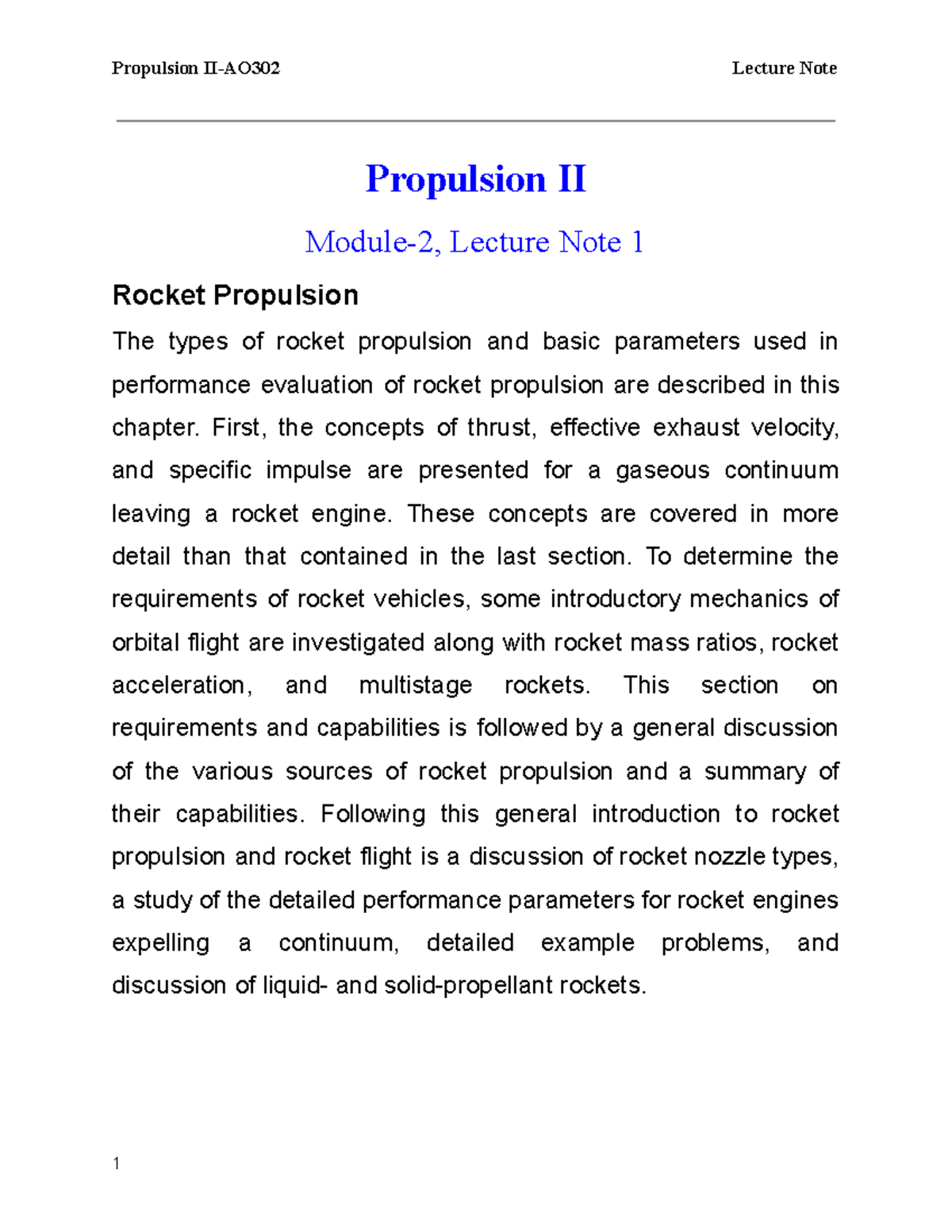 Propulsion II Module 2 Lecture note 1 - Propulsion II Module-2, Lecture ...