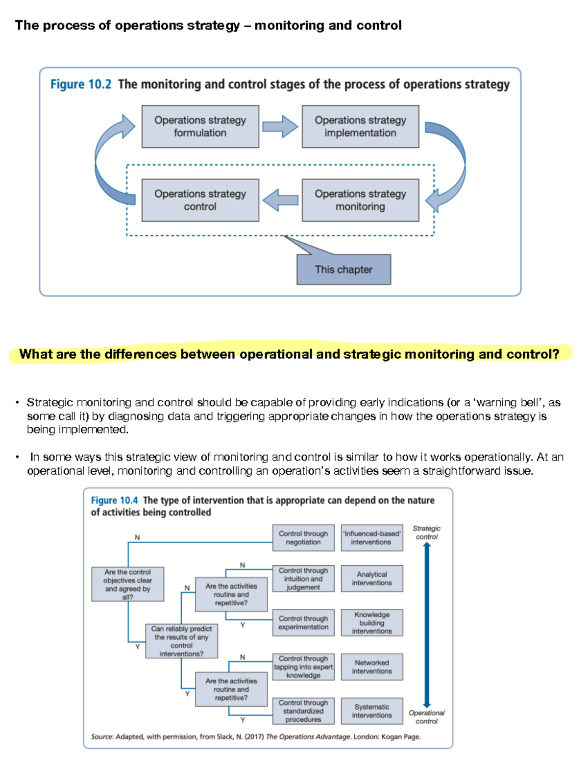 Chapter 10 notes - asdad - The process of operations strategy ...