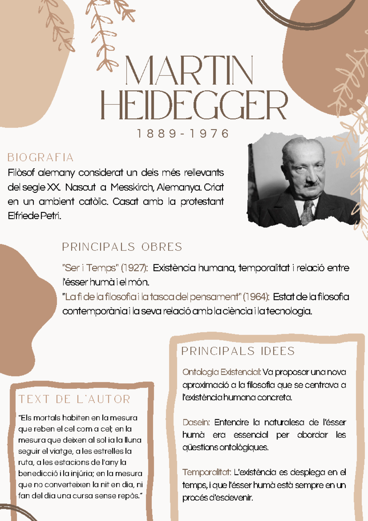 Història de la filosofia Martin Heidegger - MARTIN HEIDEGGER 1 8 8 9 ...