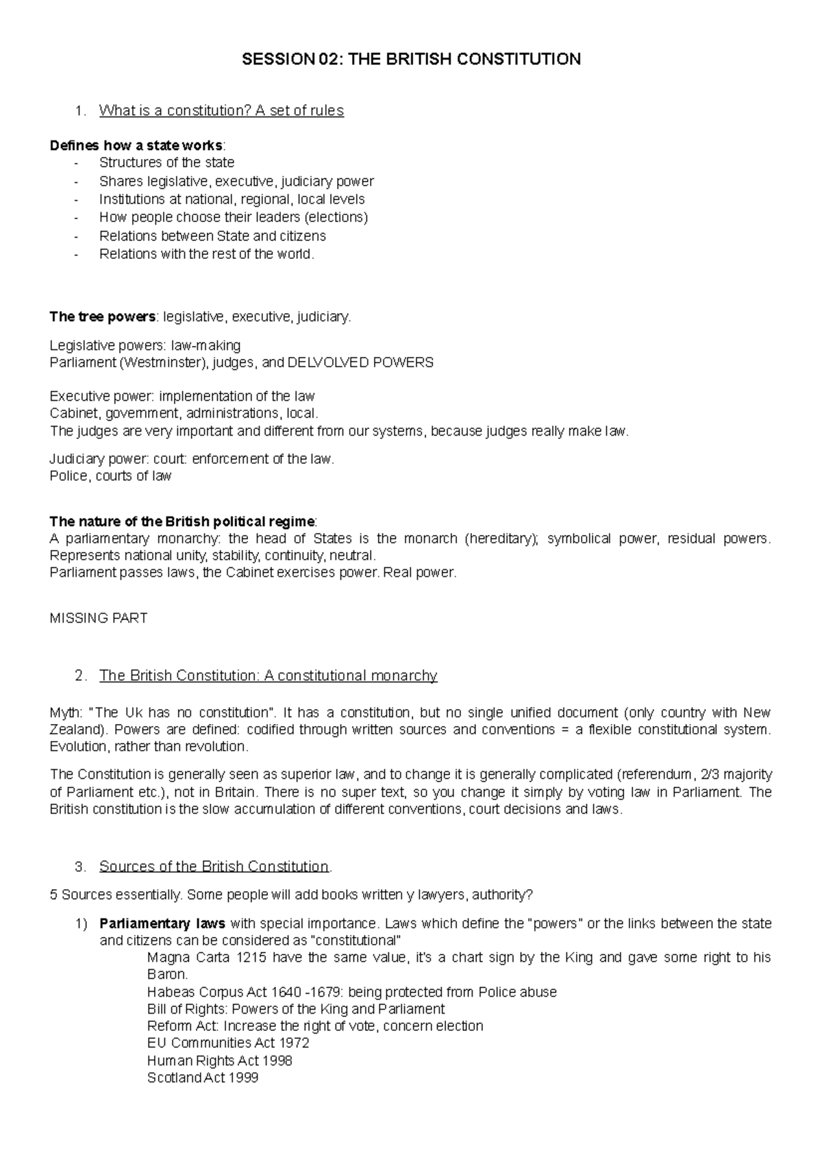 1AN02 The British Constitution - SESSION 02: THE BRITISH CONSTITUTION 1 ...