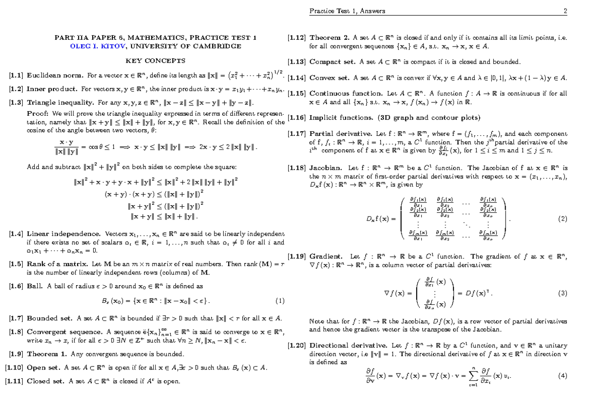 Statistics Solutions - PART IIA PAPER 6, MATHEMATICS, PRACTICE TEST 1 ...