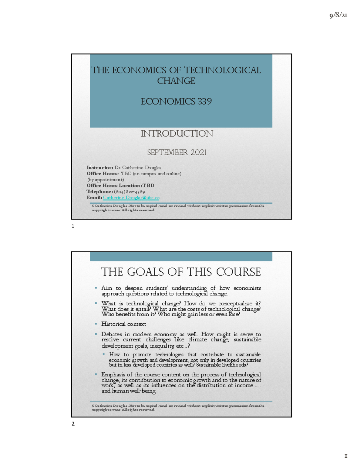 1 - 339 Introduction 2021 Presenter - The Economics of Technological ...