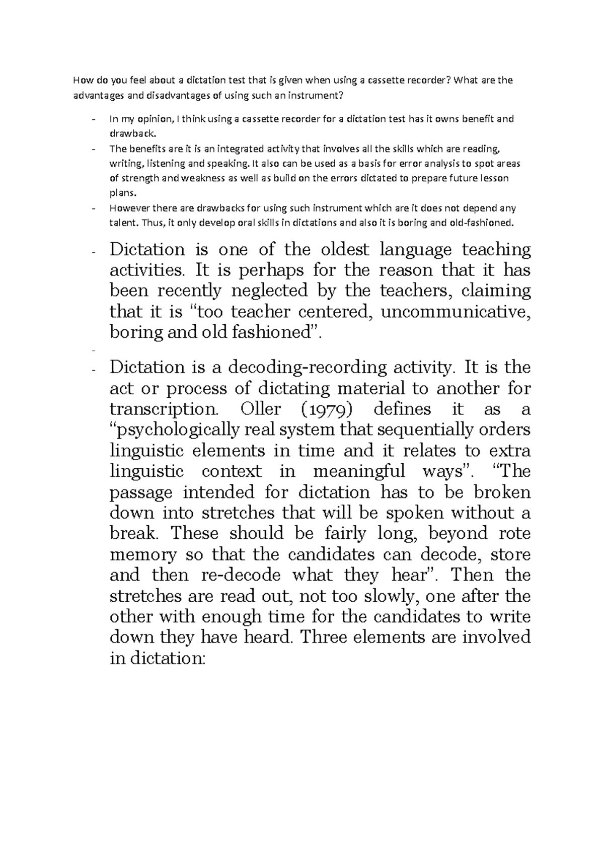 Dictation TEST - important to study in details - How do you feel about ...