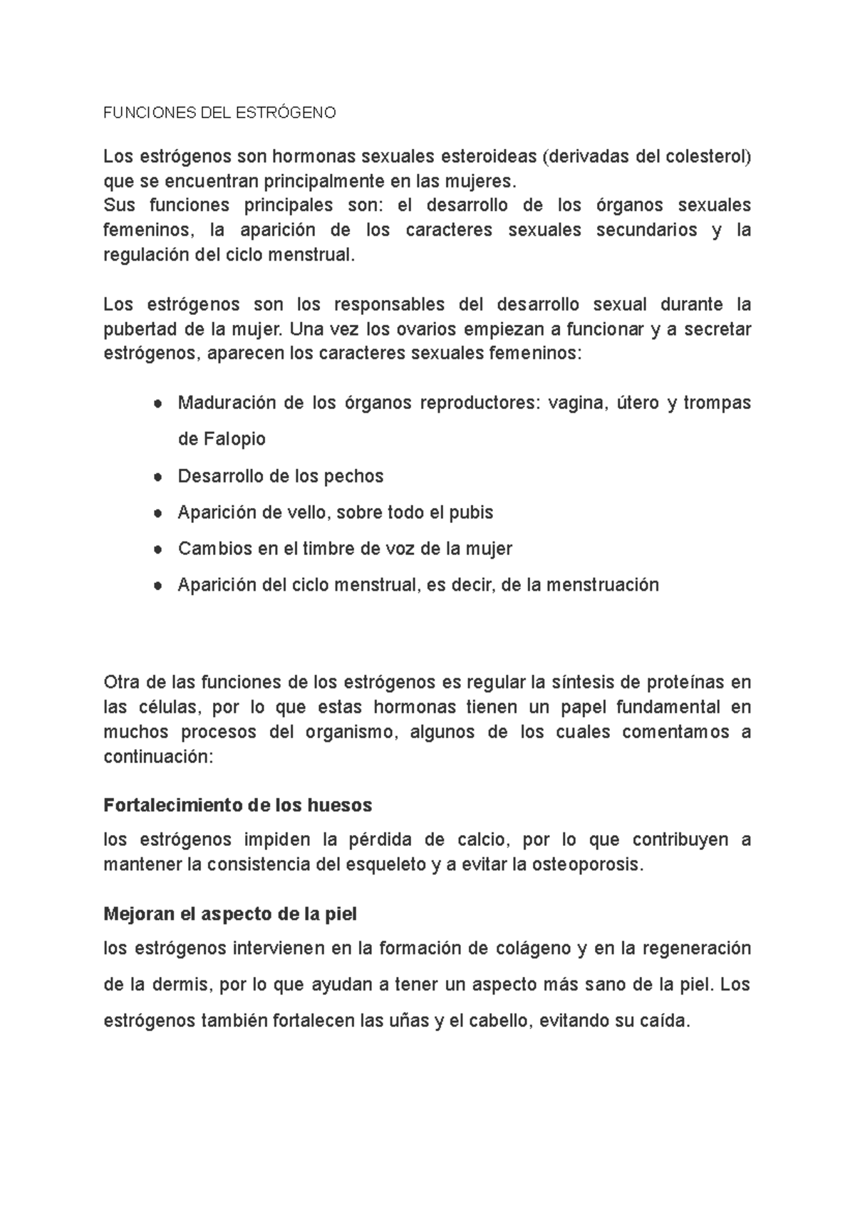 Funciones estrogeno - FUNCIONES DEL ESTRÓGENO Los estrógenos son ...