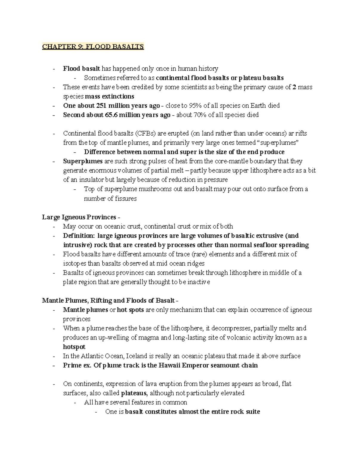Chapter 9 Flood Basalts - CHAPTER 9: FLOOD BASALTS Flood basalt has ...