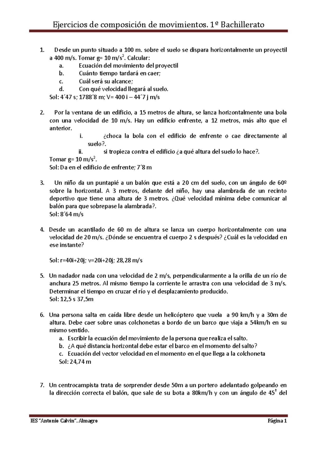 Ejercicios composición movimientos - Ejercicios de composición de ...