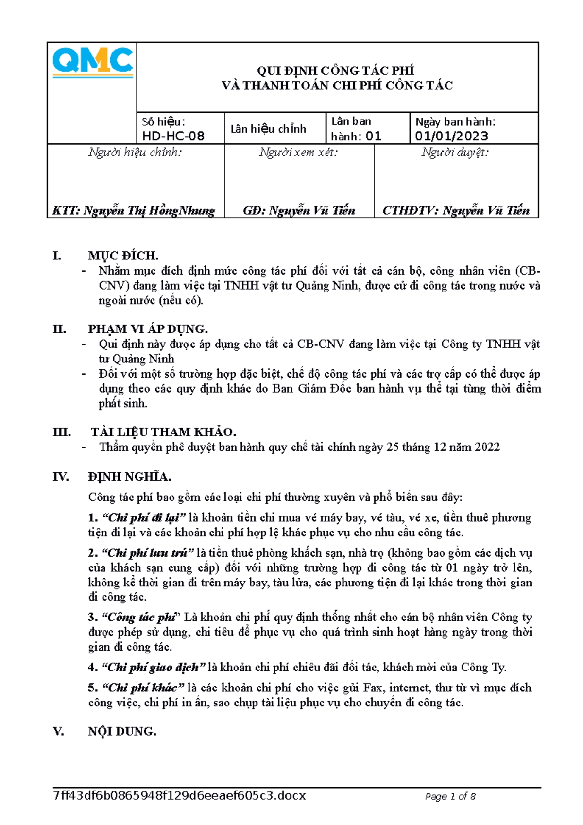 4.Quy dinh cong tac phi va thanh toan phi - QUI ĐỊNH CÔNG TÁC PHÍ VÀ ...