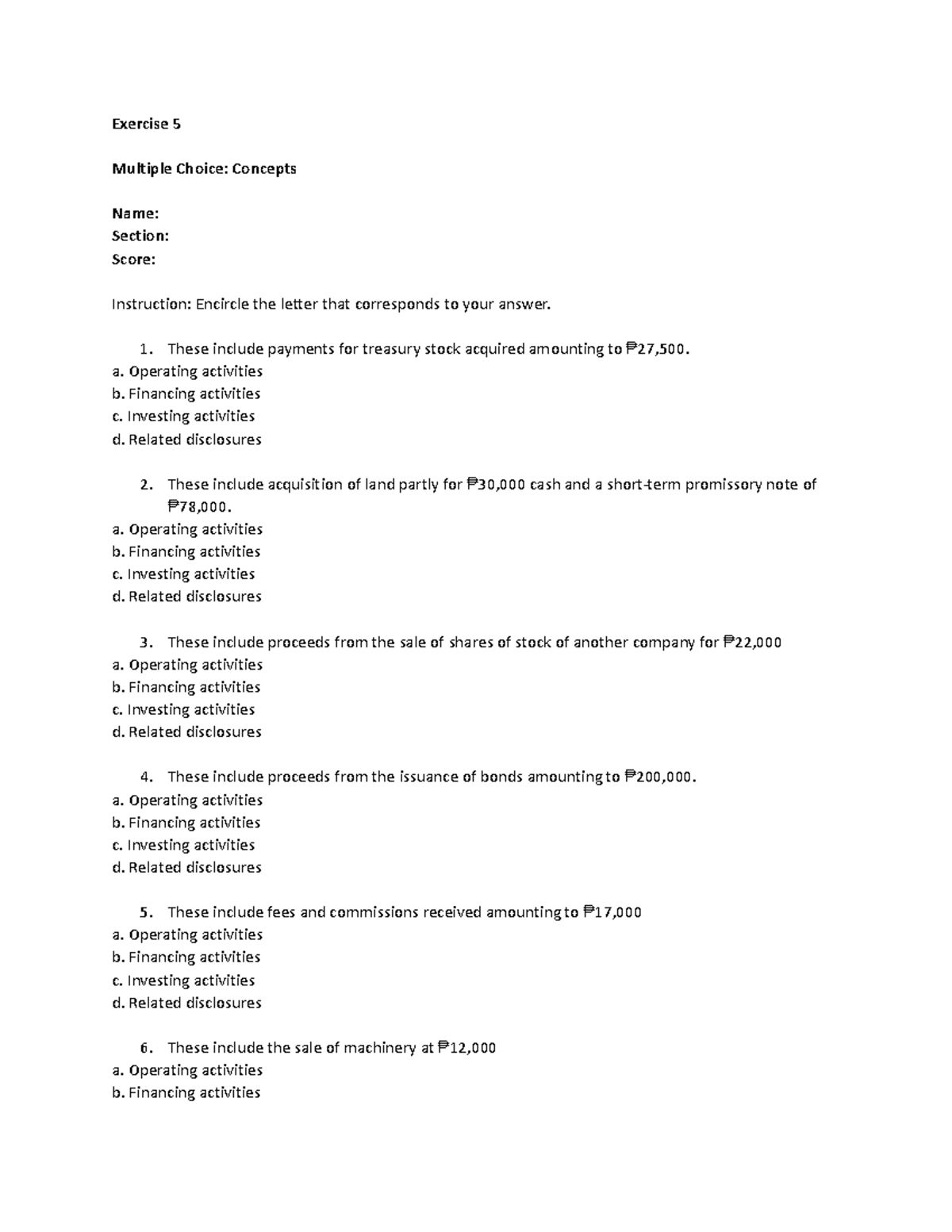 Chapter 2- Financial Statement Analysis - Exercise 5 NA - Exercise 5 ...