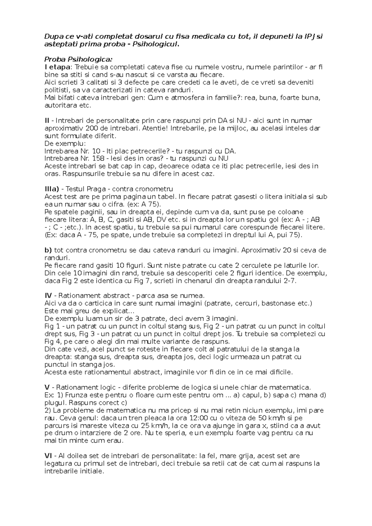 Psihologic test, Universitatea din Bucuresti - Dupa ce v-ati completat ...