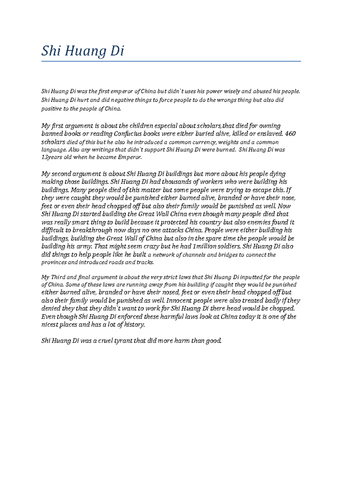 Shi Huang Di Presenttion - Shi Huang Di Shi Huang Di was the first ...