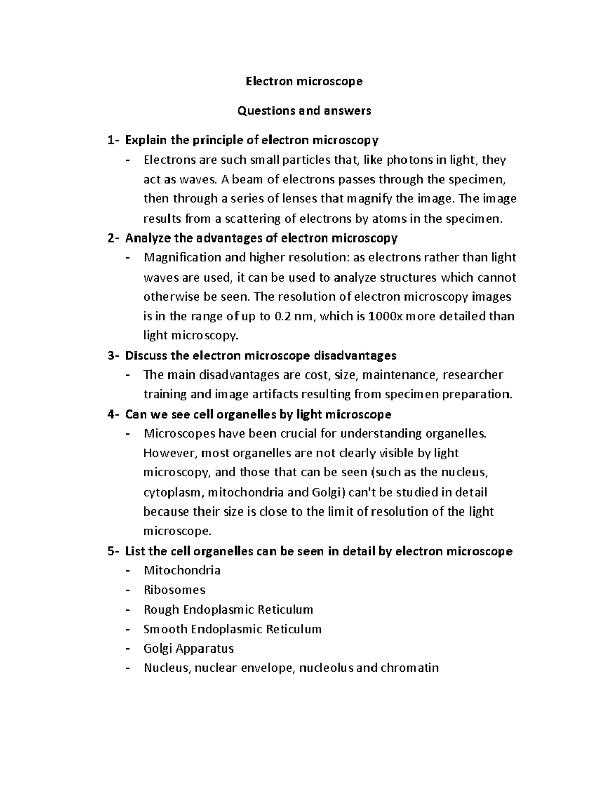 3- Electron microscope Q and A-2 - Electron microscope Questions and ...