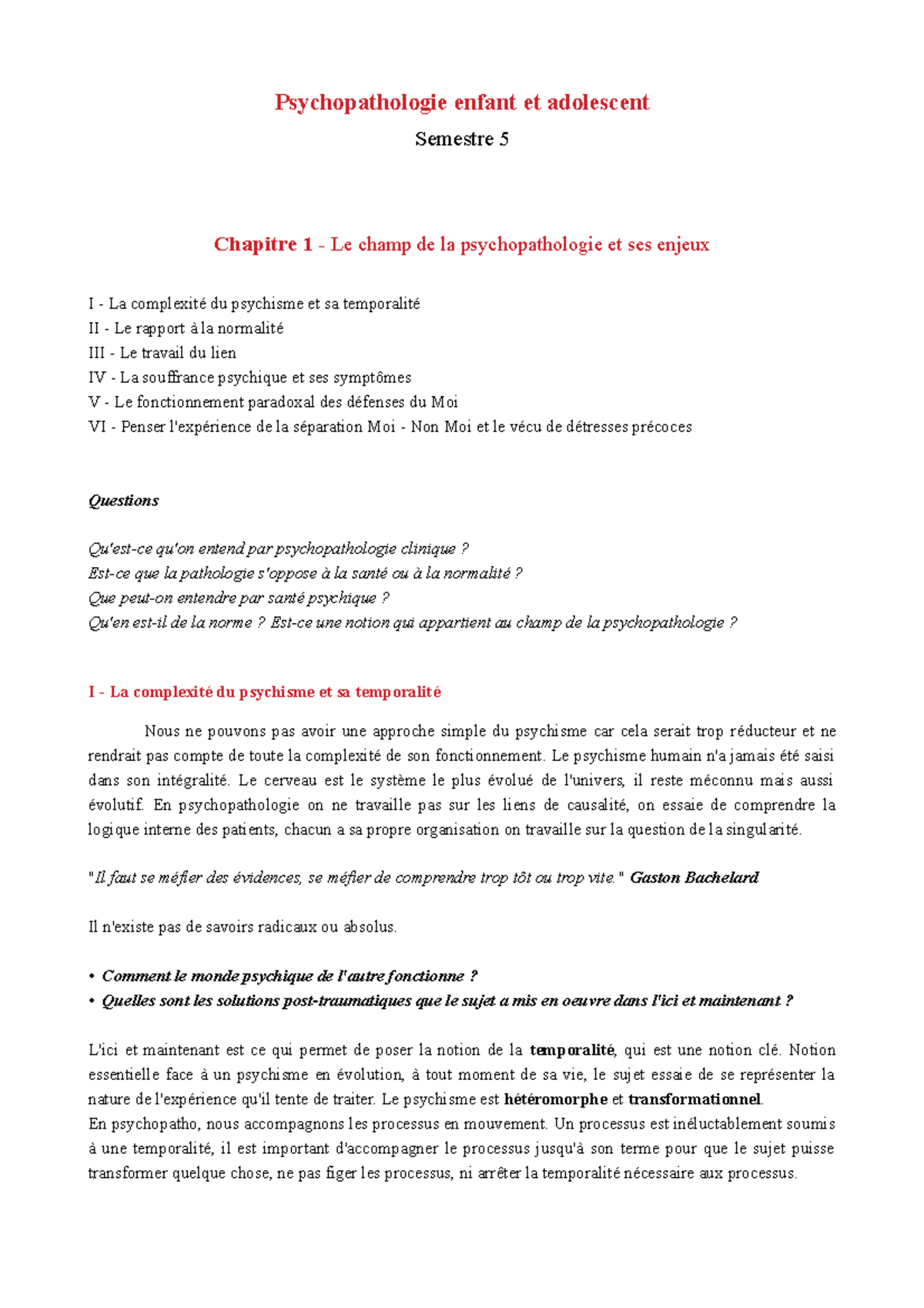 Psychopathologie de l'enfant - CM - Psychopathologie enfant et ...