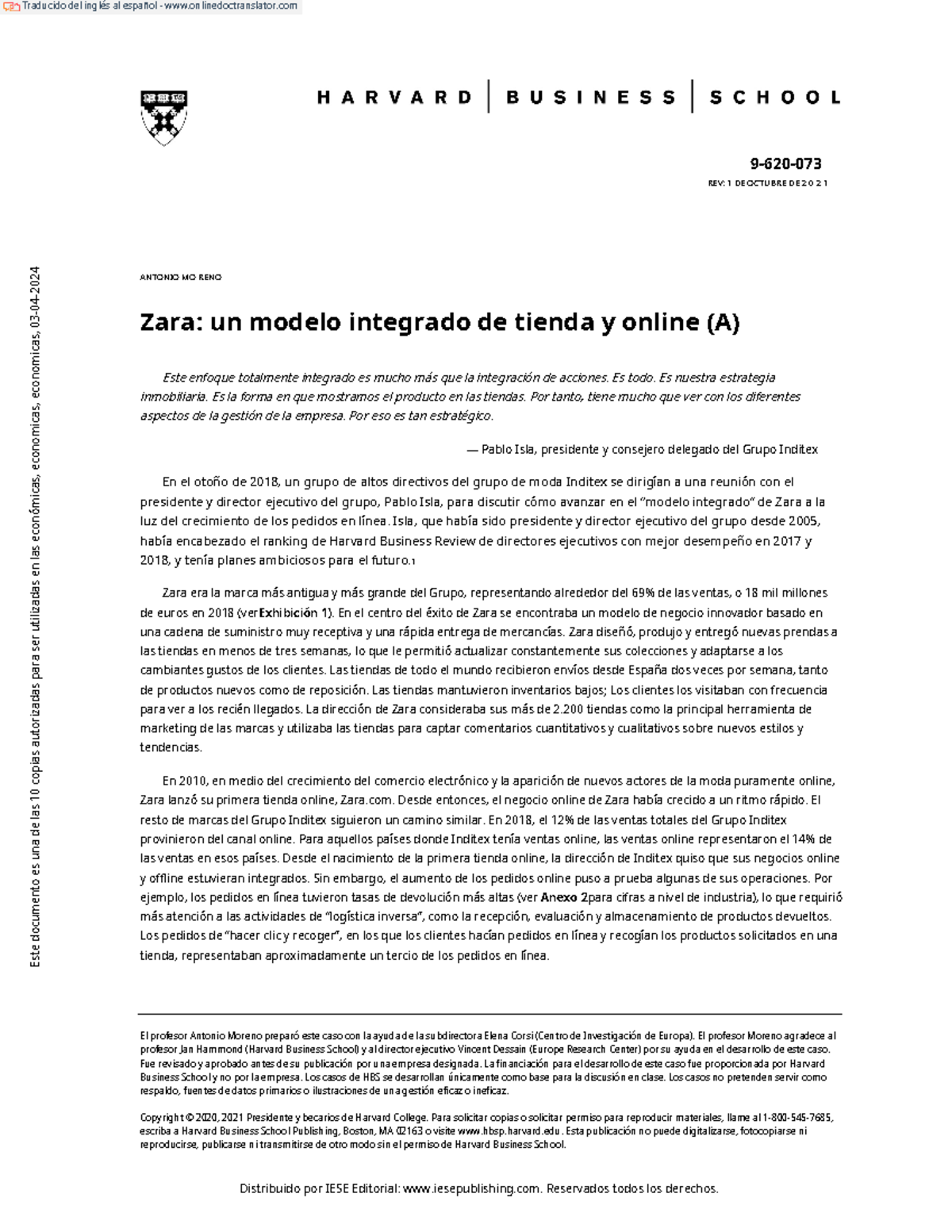 Zara(ingles) DC traducido - 9-620- REV: 1 DE OCTUBRE DE 2 0 2 1 ANTONIO ...