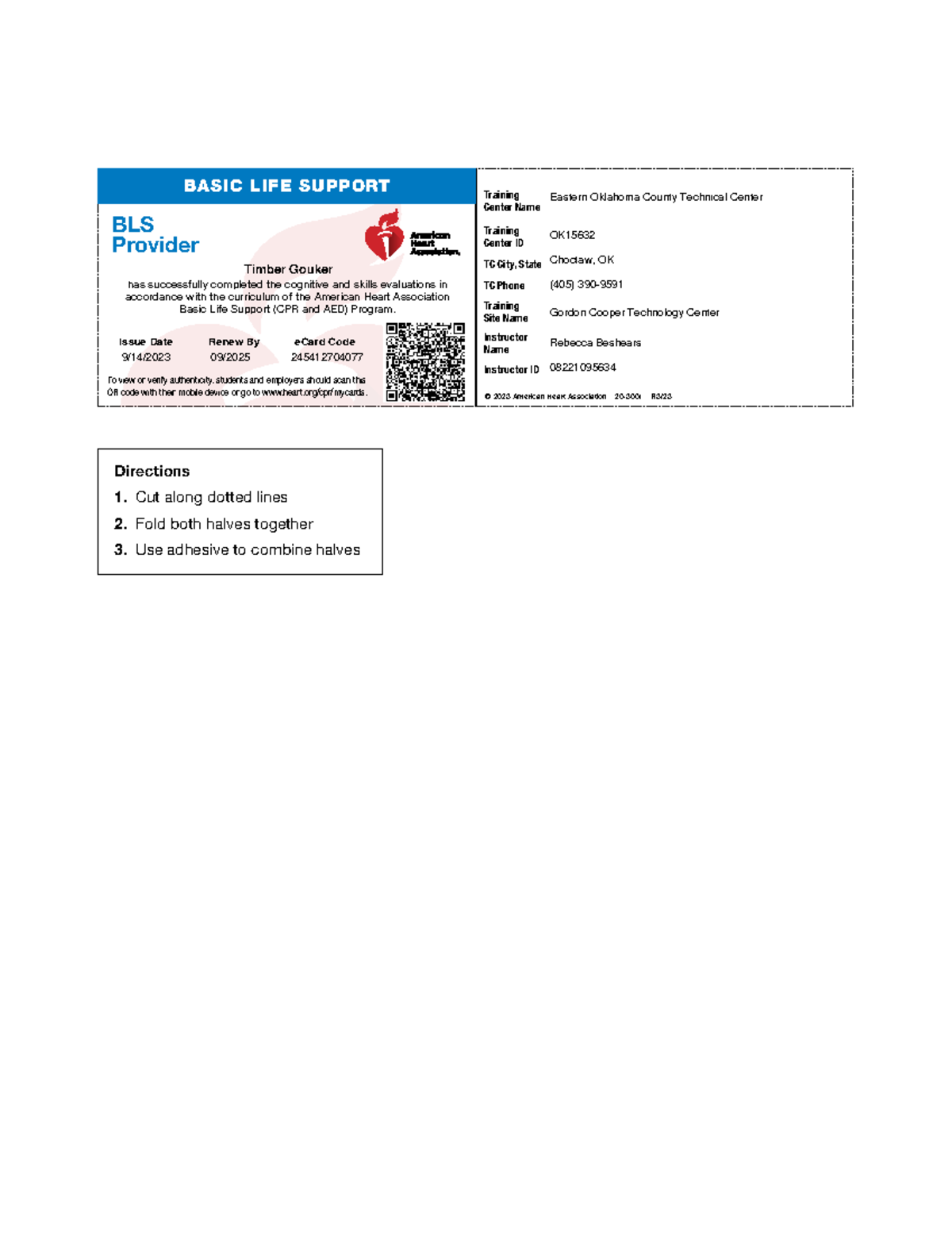 Wallet Card - hjhcfhchj - BASIC LIFE SUPPORT Issue Date Renew By eCard ...