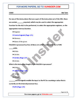 Cs507-Midterm past papers - CS507 - Information Systems Quiz # 02 Solved By Muhammad Afaaq - Studocu