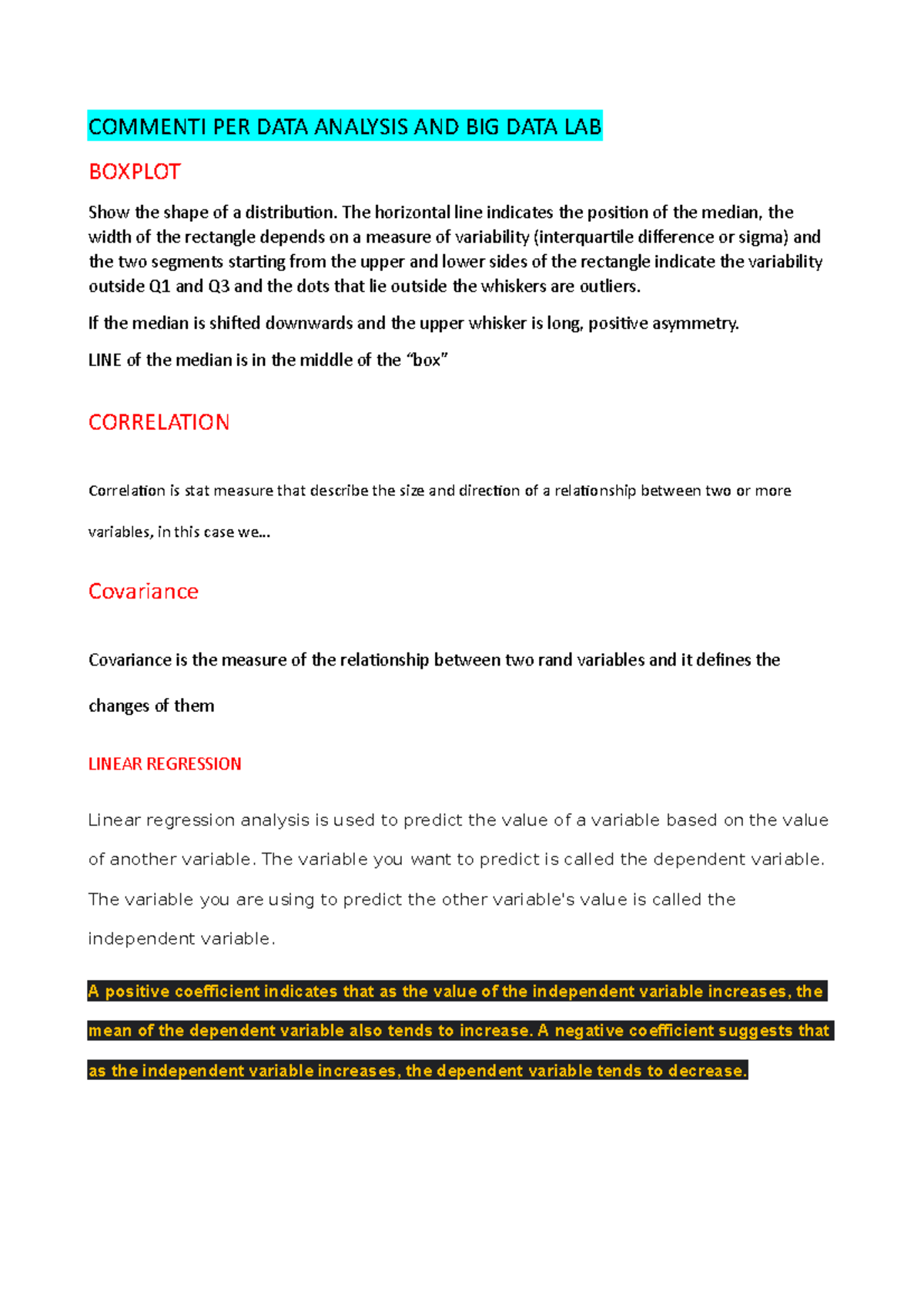 Comments FOR DATA Analysis AND BIG DATA LAB - COMMENTI PER DATA ...