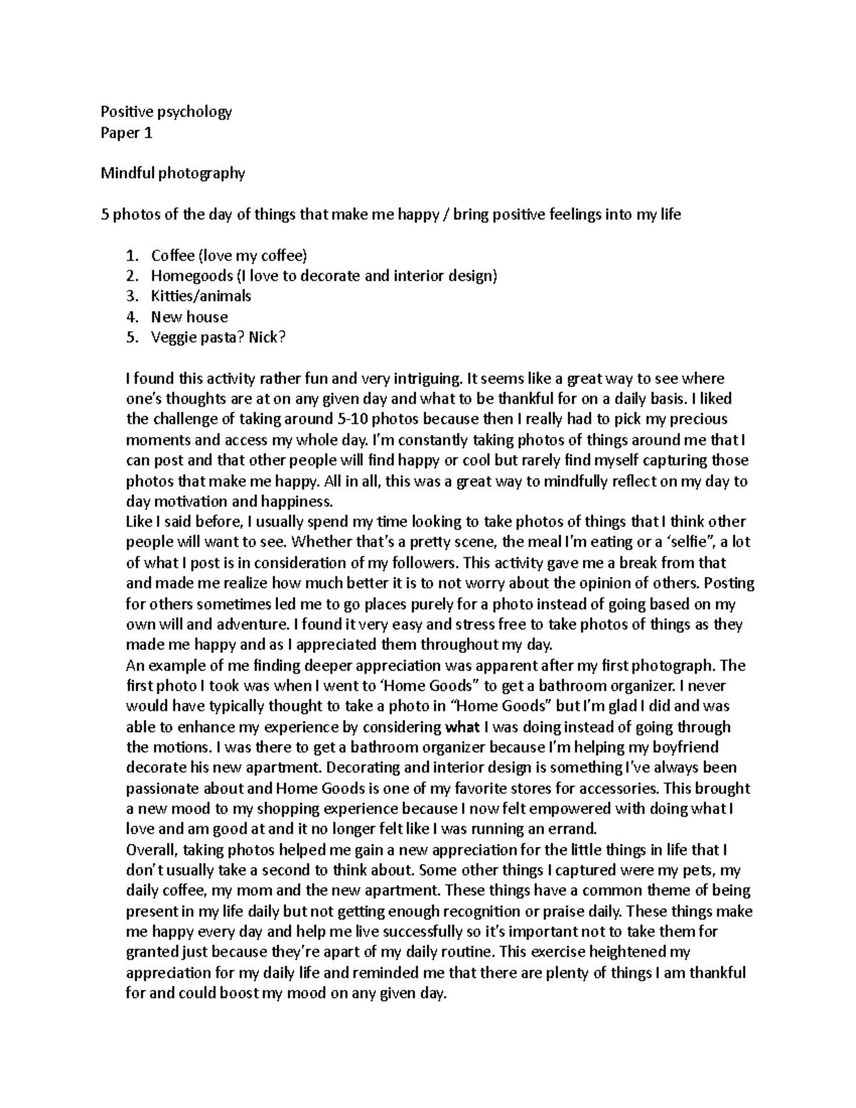 Positive psychology paper 1 - Positive psychology Paper 1 Mindful ...