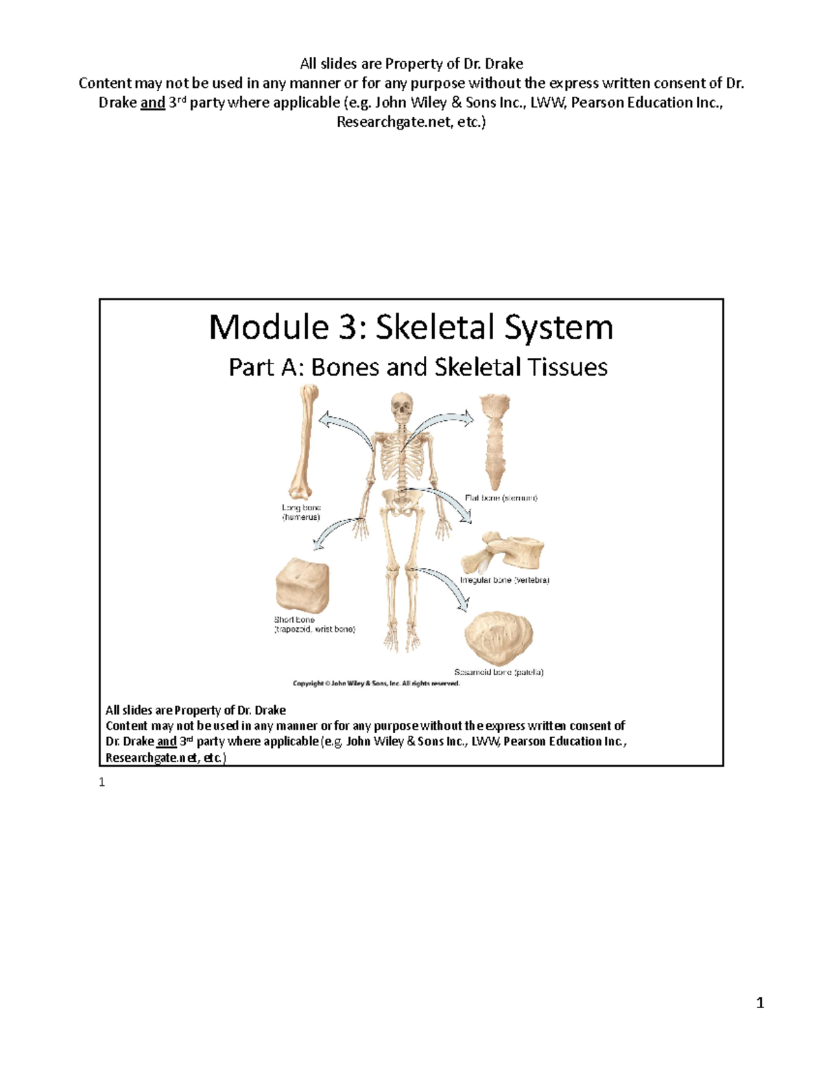 Drake Module 3 Skeletal System Part A To Post 1per - Content may not be ...