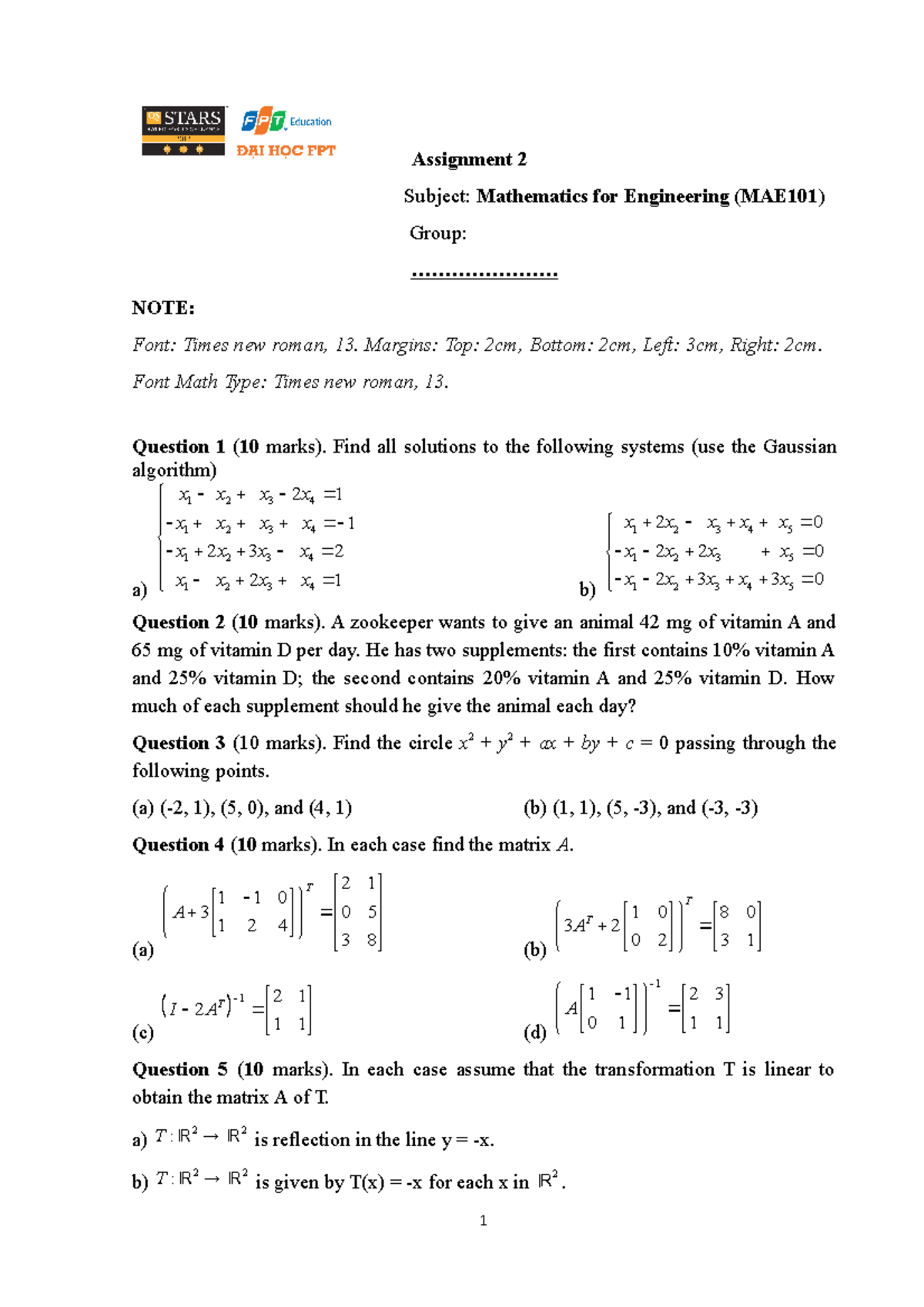 Assignment 2 MAE101 - this is a uploading to help - Assignment 2 ...