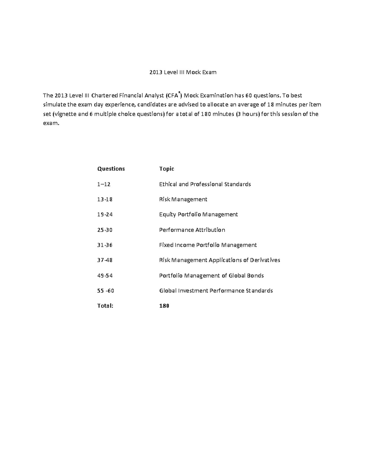 2013 L3 Mock Answers - 2013 Level III Mock Exam The 2013 Level III ...
