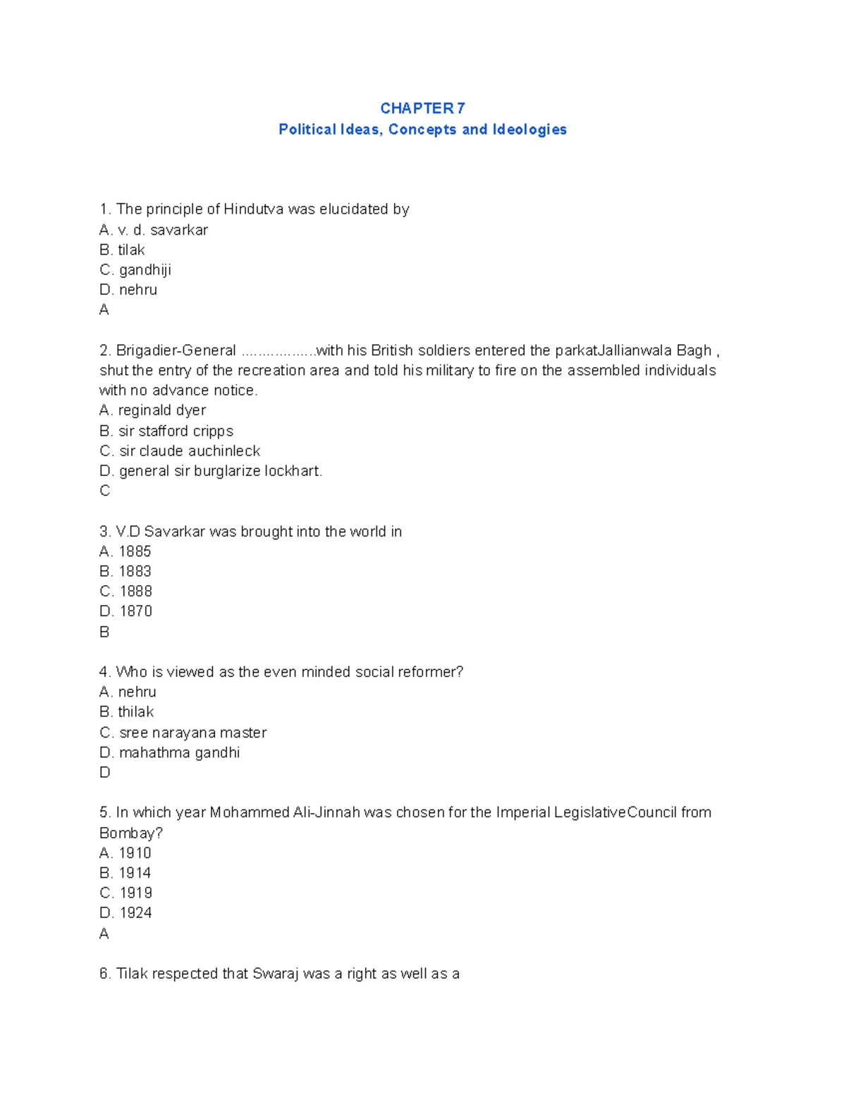 Chapter 7 Political Ideas, Concepts and Ideologies - CHAPTER 7 ...