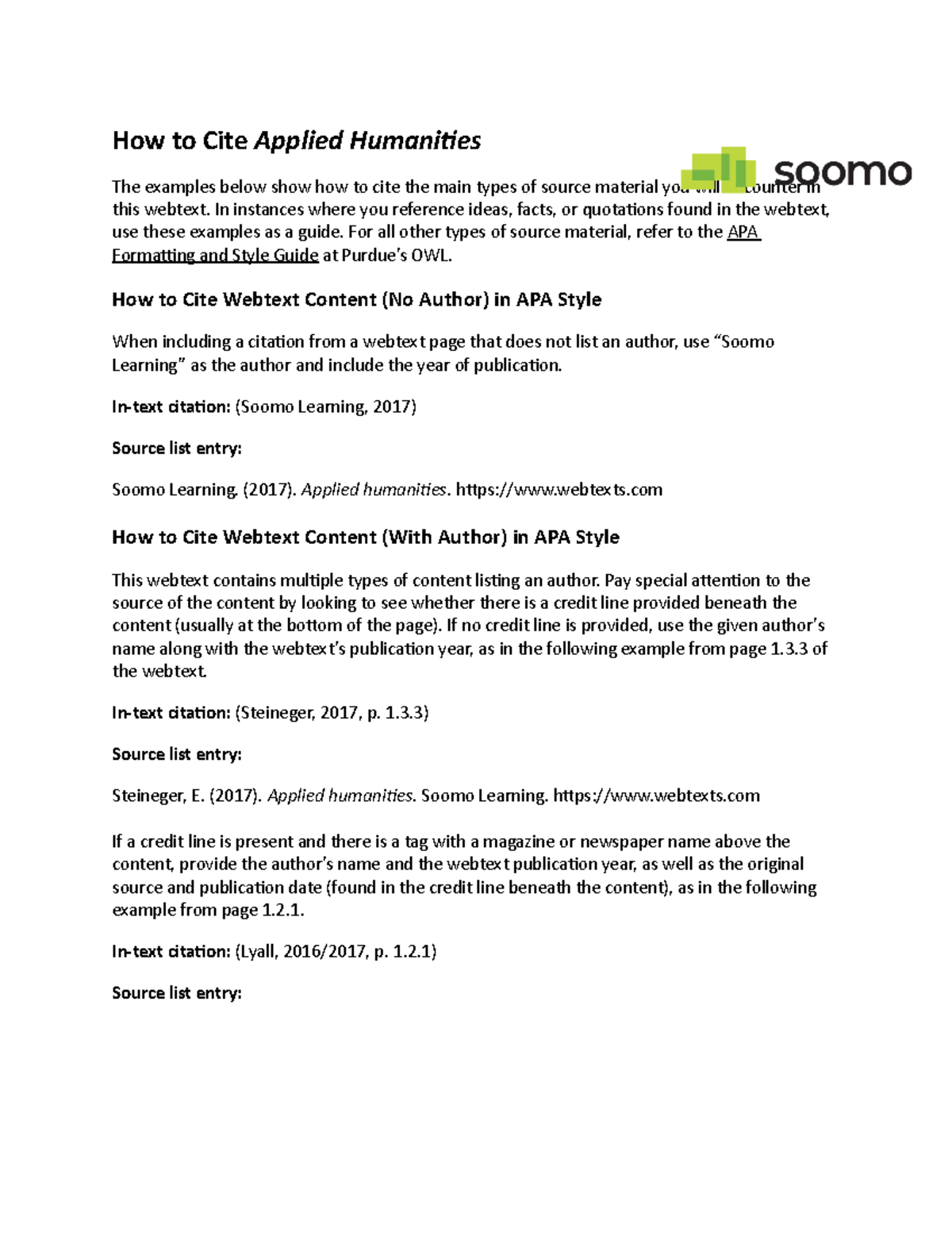 HUM200 1e V21 Citation Guide - How to Cite Applied Humanities The ...