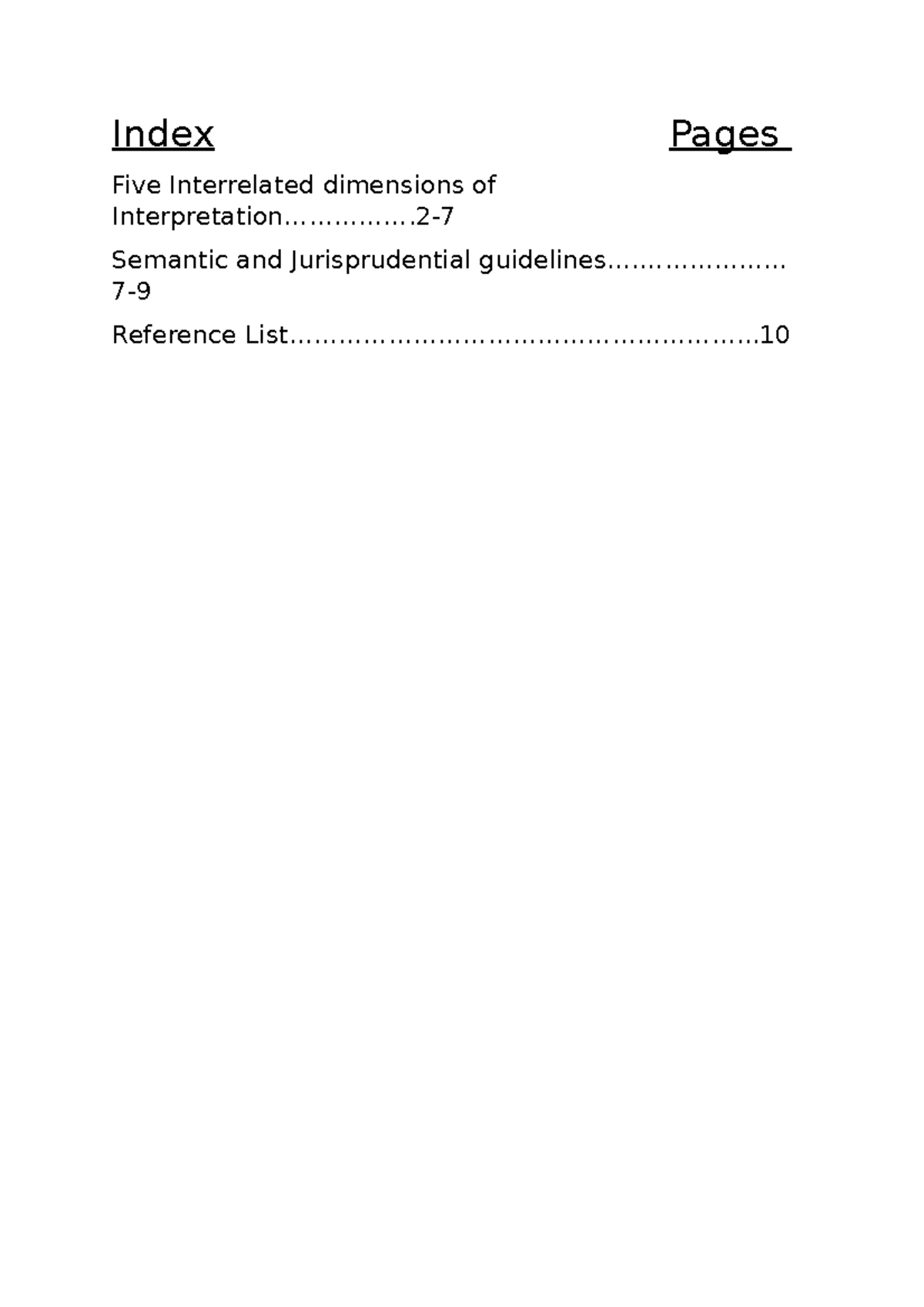Legal Interpretation Assignment 1 - Index Pages Five Interrelated ...